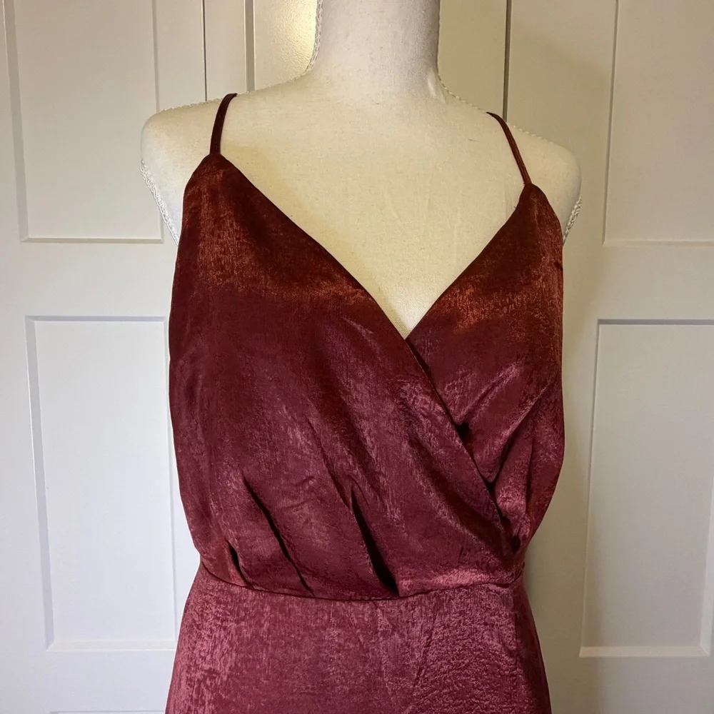 Lulus | Dresses | Nwt Lulus Constantine Burgundy Satin Maxi Dress ...